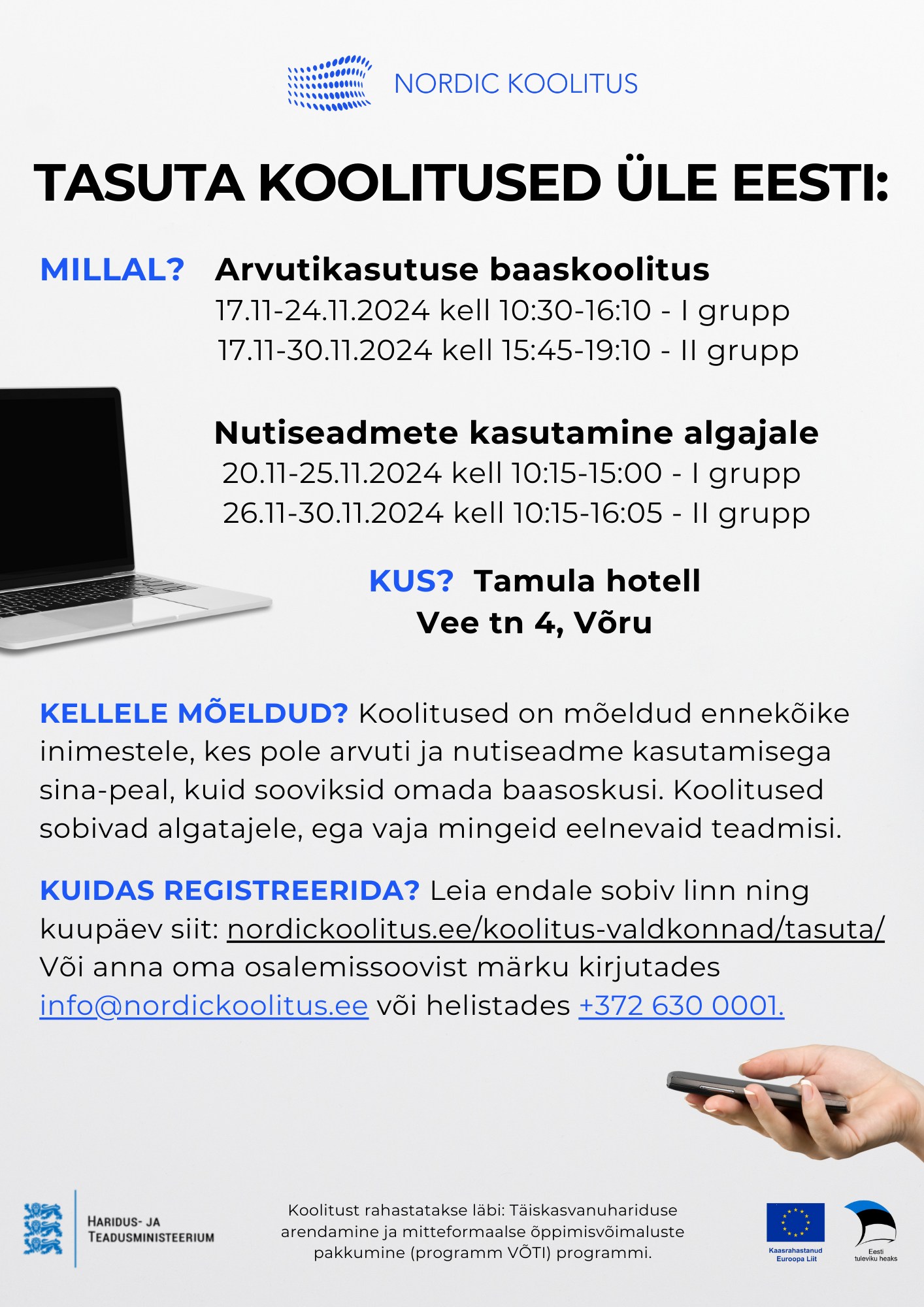 Võru Pensionäride Päevakeskus - Tasuta koolitused üle Eesti